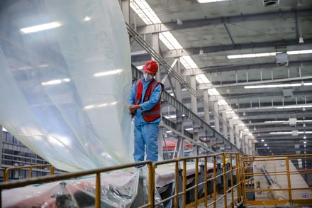 Employee Works Wind Turbine Blade Production Editorial Stock Photo ...
