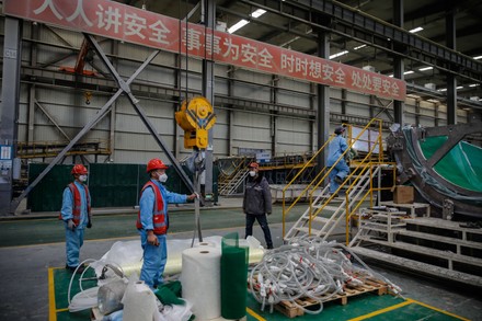 Employees Work Wind Turbine Blade Production Editorial Stock Photo ...
