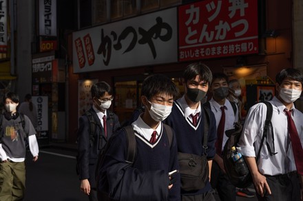 Japanese Students Face Masks Walk Akihabara Editorial Stock Photo ...