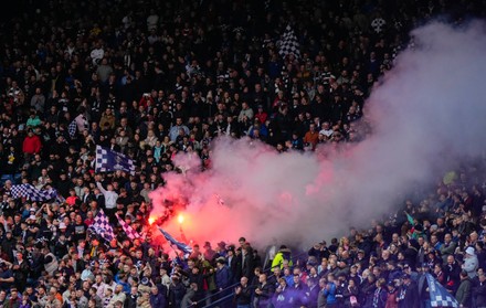 Falkirk Fans Light Pyrotechnics Editorial Stock Photo - Stock Image ...