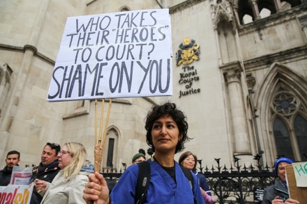 Nurse Holds Placard Outside High Court Editorial Stock Photo - Stock ...