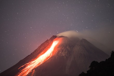 Mount Merapi Volcanic Mountain Spews Lava Editorial Stock Photo - Stock ...