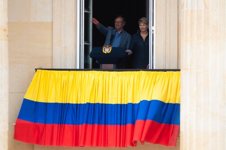 Demonstrator Wears Colombian Flag Messages Support Editorial Stock ...