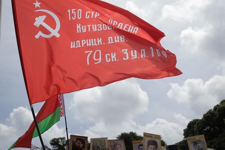 Demonstrator Holds Soviet Union Flag During Editorial Stock Photo ...