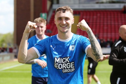 Peterborough United Players Celebrate Securing Playoff Editorial Stock ...