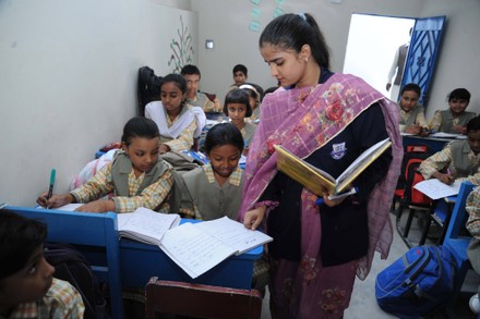 Pakistani School Teacher Instructs Children School Editorial Stock ...