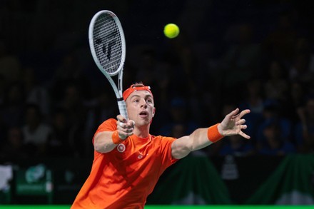 Jannik Sinner Italy Playing Forehand During Editorial Stock Photo ...