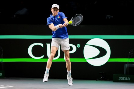 Jannik Sinner Italy Playing Backhand During Editorial Stock Photo ...