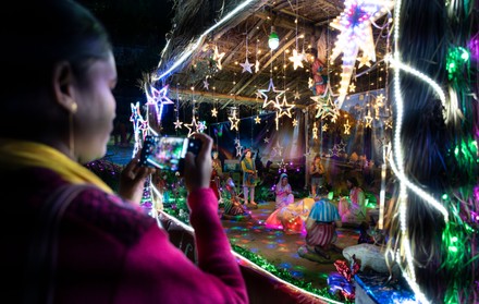 Illuminated Nativity Scene Depicting Birth Baby Editorial Stock Photo ...