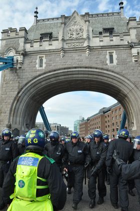 Riot Police On Tower Bridge Editorial Stock Photo - Stock Image ...