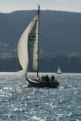 Sailboat Sailing On Lake Attersee Upper Editorial Stock Photo - Stock ...
