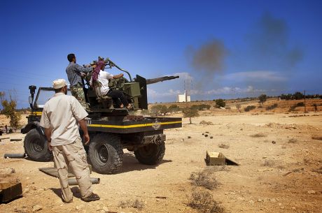 Ntc Fighters Heavy Artillery Fire Progaddafi Editorial Stock Photo ...