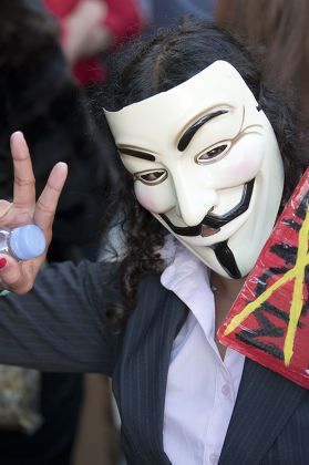 Demonstrator Wearing Anonymous V Vendetta Guy Editorial Stock Photo ...