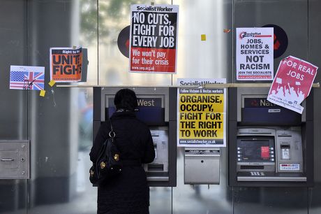 Protest Posters Surround Cash Machine Editorial Stock Photo - Stock ...