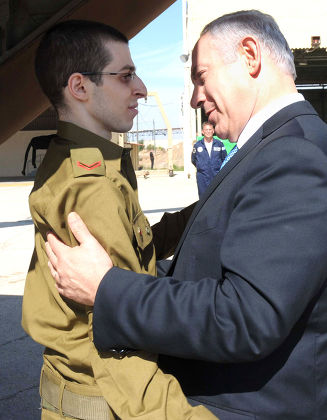 Gilad Shalit Gets Hug Pm Benjamin Editorial Stock Photo - Stock Image ...