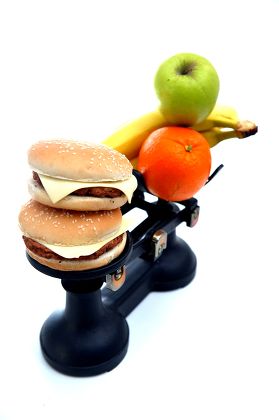 Good Bad Food On Scales Editorial Stock Photo - Stock Image | Shutterstock