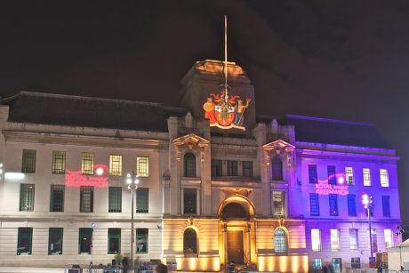 New Greenwich Royal Crest Projected Onto Editorial Stock Photo - Stock ...