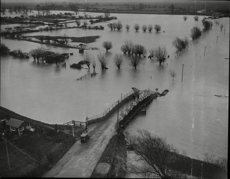 Bridge Partsubmerged By Water Flooding Earith Editorial Stock Photo ...