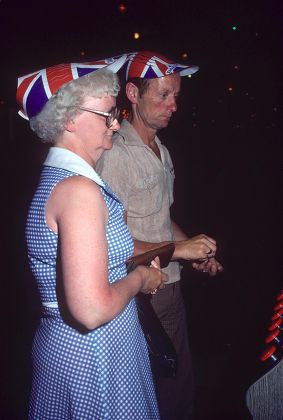 Patriotic Holidaymakers Wearing Union Jack Hats Editorial Stock Photo ...