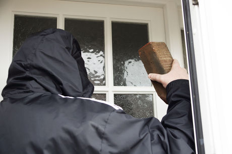 Man Breaking Window Brick Editorial Stock Photo - Stock Image ...