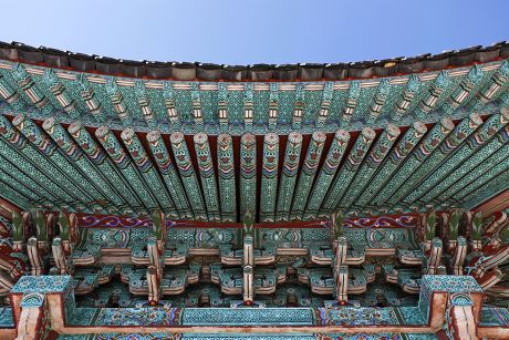 Colourful Decorated Wooden Beams Oriental Korean Editorial Stock Photo ...