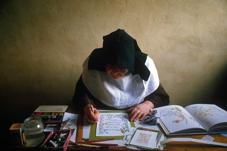 Nun Poor Clare Order Practicing Calligraphy Editorial Stock Photo ...