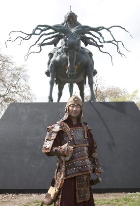 Man Dressed Genghis Khan Front Sculpture Editorial Stock Photo - Stock ...