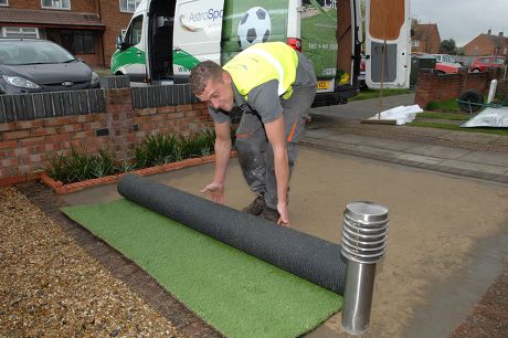 New Astro Turf Being Laid By Editorial Stock Photo - Stock Image ...