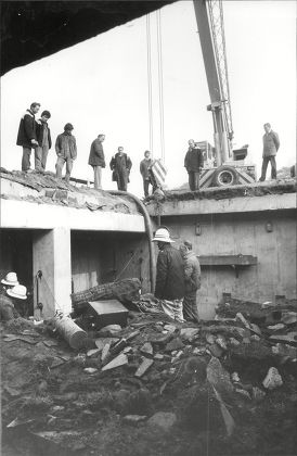RESCUE WORKERS DEMOLISHED PUMPING STATION ABBEYSTEAD Editorial Stock ...