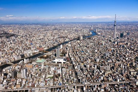 Areal view of Tokyo Sky Tree, Japan - 09 Feb 2012 Stock Pictures ...