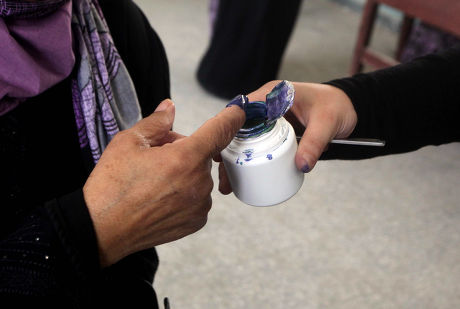 Egyptian Voter Dips His Finger Ink Editorial Stock Photo - Stock Image ...