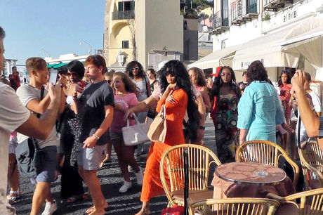 Rihanna Surrounded By Fans Editorial Stock Photo - Stock Image ...