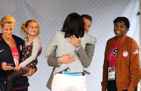 First Lady Michelle Obama Gives Hug Editorial Stock Photo - Stock Image ...