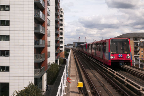 Dlr Train Runs Pass Blocks Flat Editorial Stock Photo - Stock Image ...