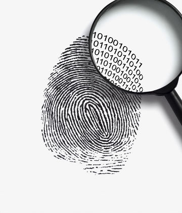 Fingerprint Magnifying Glass Revealing Binary Code Editorial Stock ...
