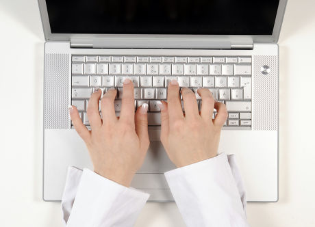 Model Released Hands Typing On Apple Editorial Stock Photo - Stock ...