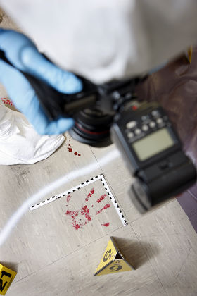 Photographic Securing Forensic Evidence By Officer Editorial Stock ...