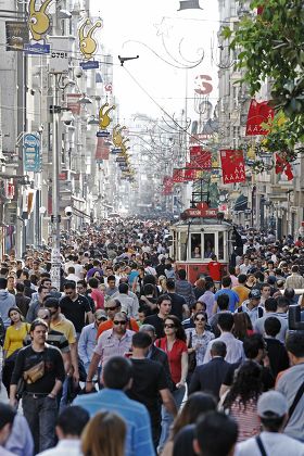 Historic Tram Driving Through Crowd Shopping Editorial Stock Photo ...