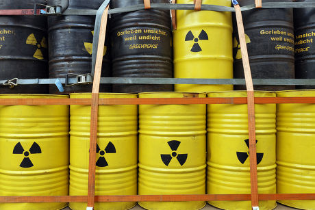 Symbolic Nuclear Waste Barrels Stacked On Editorial Stock Photo - Stock ...