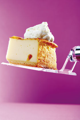 Cake Server Holding Piece Cheesecake Topped Editorial Stock Photo ...