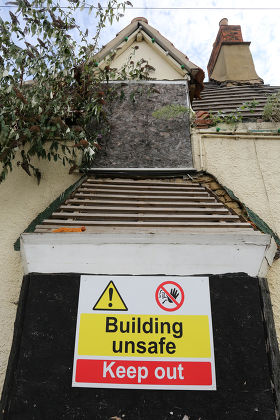 Unsafe Building Warning Sign Editorial Stock Photo - Stock Image ...