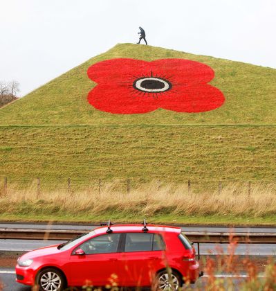 __COUNT__ Poppies at the Pyramids, overlooking the M8 motorway near ...