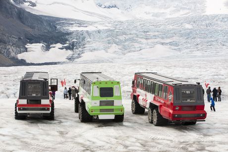 Tourist Ice Buggys On Athabasca Glacier Editorial Stock Photo - Stock ...