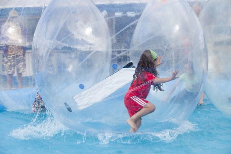 Children Playing Water Walkers On Llandudno Editorial Stock Photo ...