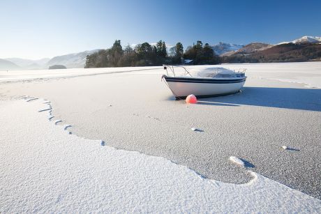 Boat Locked Ice On Derwent Water Editorial Stock Photo - Stock Image ...