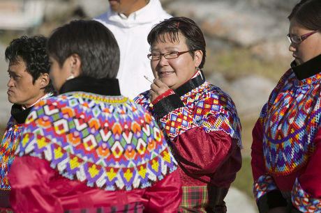 Inuit Women Wearing Traditional Greenlandic National Editorial Stock ...