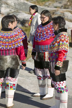 Inuit Women Wearing Traditional Greenlandic National Editorial Stock ...