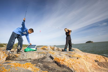 Young First Nation Boys Fish Lake Editorial Stock Photo - Stock Image ...