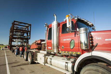 Trucks Haul Oversize Load Tar Sands Editorial Stock Photo - Stock Image ...