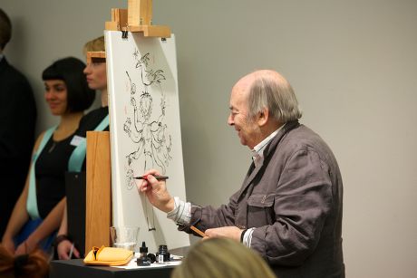 Quentin Blake Works On Illustration During Editorial Stock Photo ...